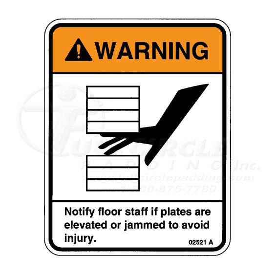 Warning Decal - 2-3/4" x 3-1/2" | Full Circle Padding