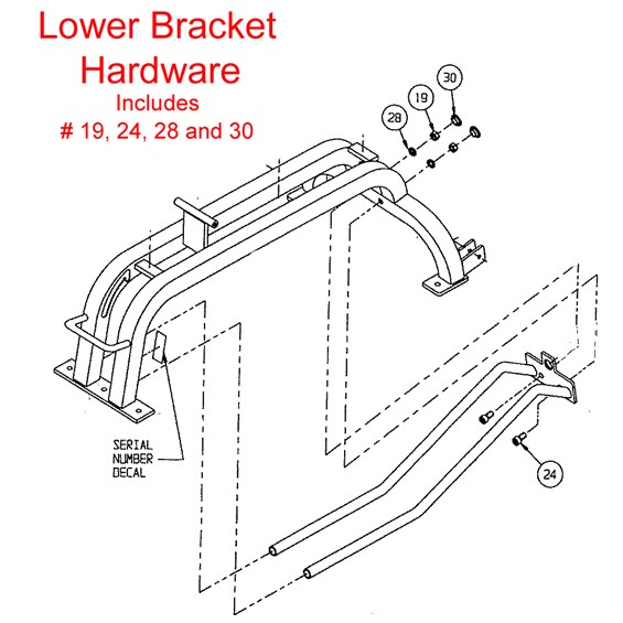 Lower Bracket Hardware Contains: Bolt, Washer, Nylon Nut and Nylon ...