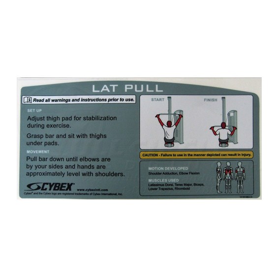 VR3 Lat Pull Placard Decal CYW486 | Full Circle Padding