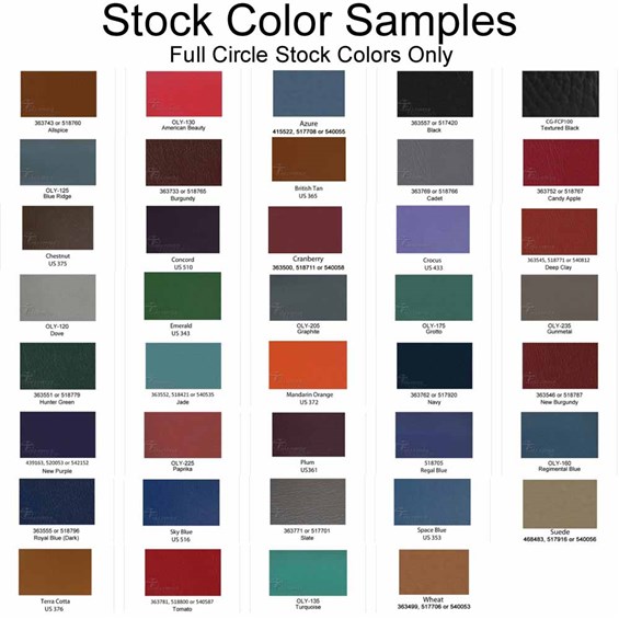 Full Circle Padding Stock Color Samples | Full Circle Padding