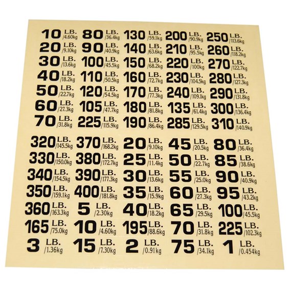 Weight Stack Decals - Black FW160BK | Full Circle Padding