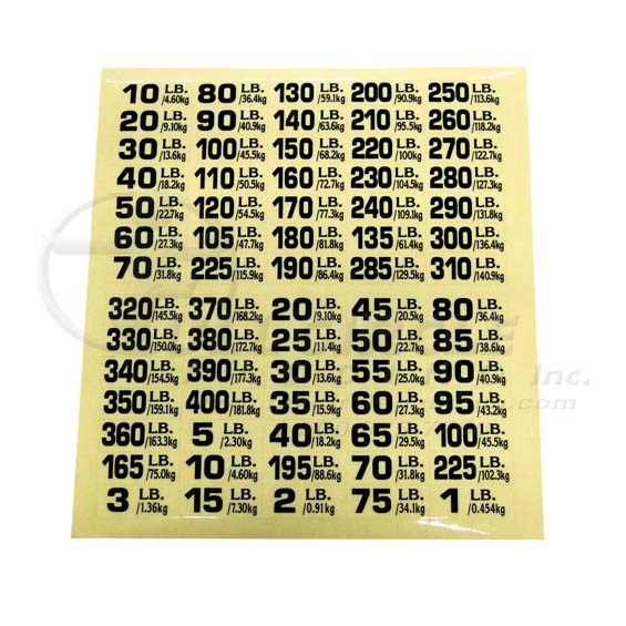 Weight Stack Decals - Black FW160BK | Full Circle Padding