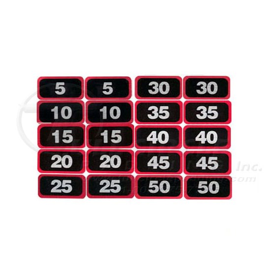 Heavy Duty Foil Dumbbell Sticker Set 5 - 50 lb in 5 lb Increments ...