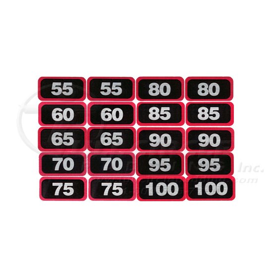 Heavy Duty Foil Dumbbell Sticker Set 55 - 100 lb in 5 lb Increments ...