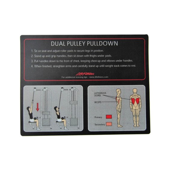 SM15 Dual Pulley Pulldown Instruction Placard Decal with Mounting Plate | Full Circle Padding