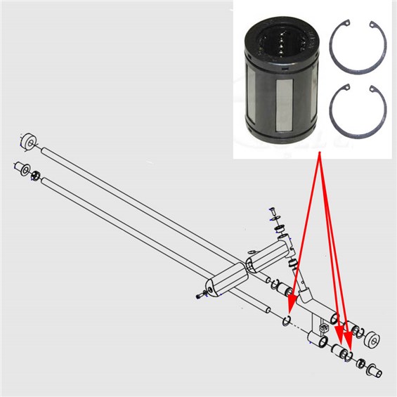 Glute Lower Linear Bearing with Two Retaining Rings | Full Circle Padding