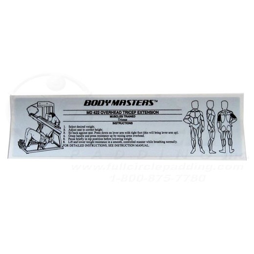 MD 422 Overhead Triceps Extension Placard Decal | Full Circle Padding
