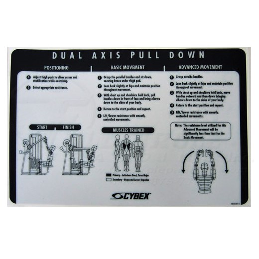VR2 Dual Axis Lat Pulldown Placard CYW458 | Full Circle Padding