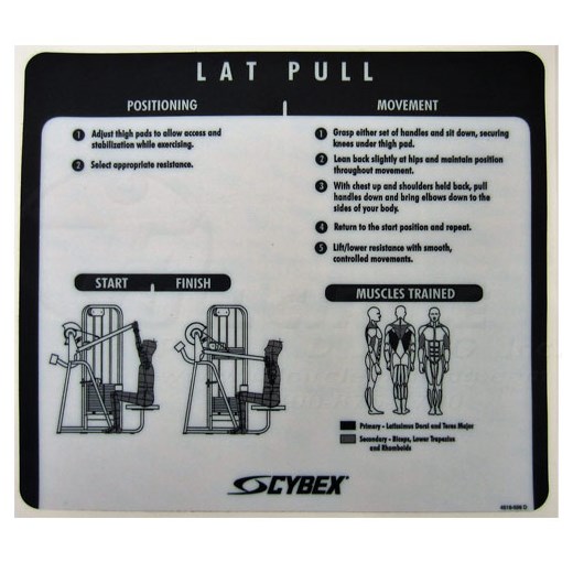 VR2 Lat Pulldown Placard CYW466 | Full Circle Padding