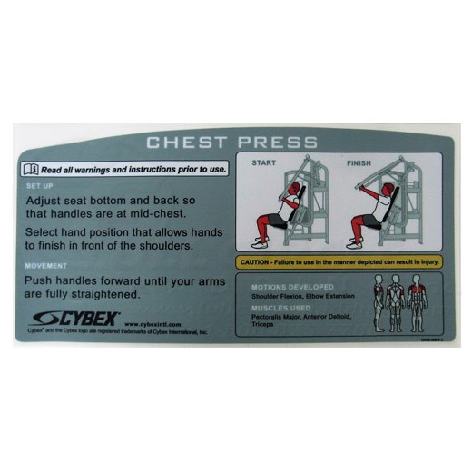 VR3 Chest Press Placard Decal CYW479 | Full Circle Padding