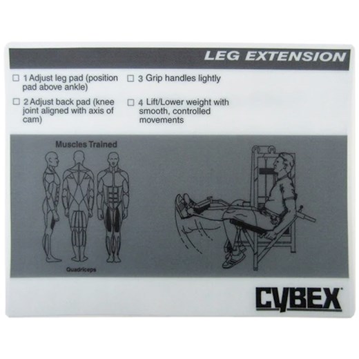 Cybex Classic Leg Extension Instructional Decal - Black and White | Full Circle Padding