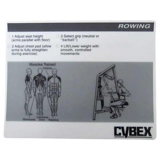 Cybex Classic Rowing Instructional Decal - Black and White | Full Circle Padding