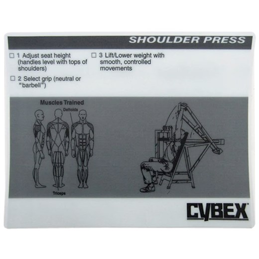 Cybex Classic Shoulder Press Instructional Decal - Black and White | Full Circle Padding