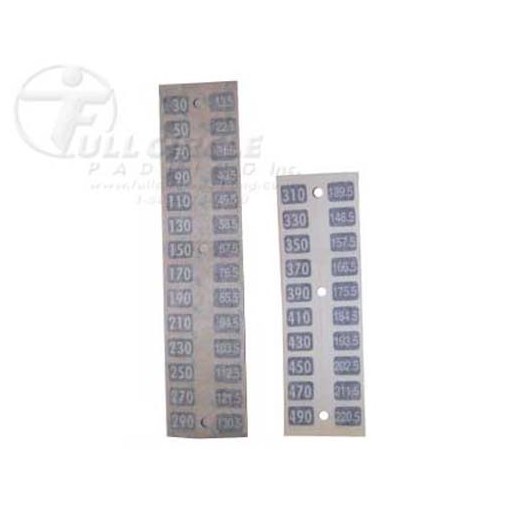 Weight Stack Decal 30-290 lbs and 310-490 lbs in 20 lb Increments | Full Circle Padding
