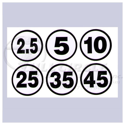 Olympic Weight Plate Sticker Set FW160A | Full Circle Padding