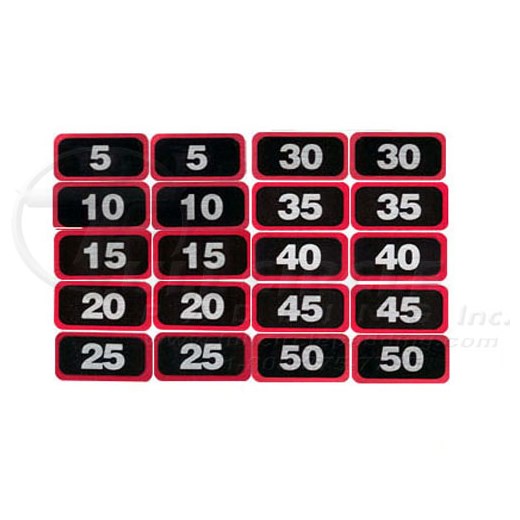 Heavy Duty Foil Dumbbell Sticker Set 5 - 50 lb in 5 lb Increments ...