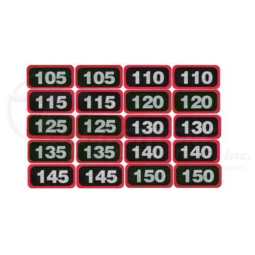 Heavy Duty Foil Dumbbell Sticker Set 105 - 150 lb in 5 lb Increments ...
