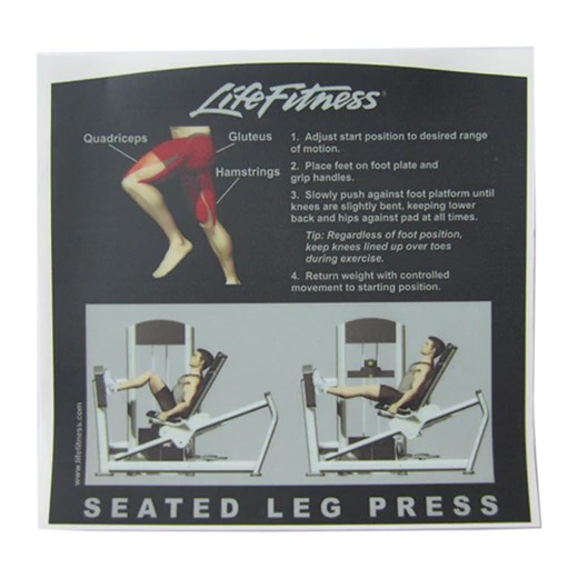 FZSLP Signature Seated Leg Press Instruction Decal | Full Circle Padding
