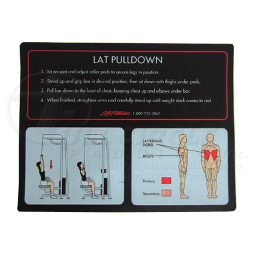 SU45 Lat Pulldown Placard Decal with Mounting Plastic | Full Circle Padding