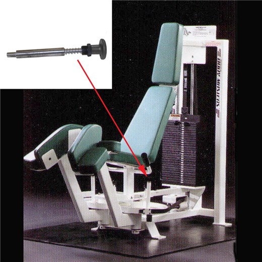 MD 116A Adductor Left Leg Adjustment Pop Pin Assembly | Full Circle Padding