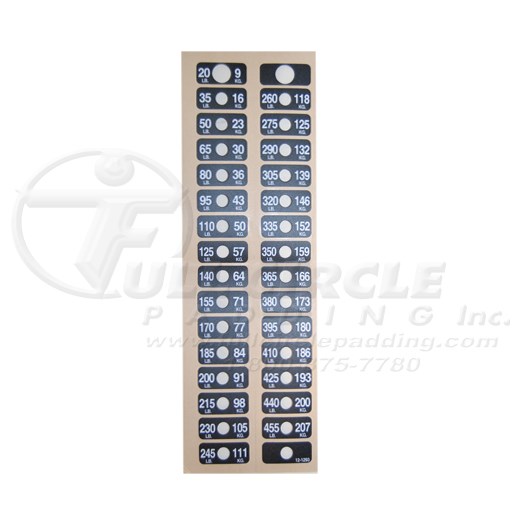 Weight Stack Sticker Set 20-455 in 15 lb Increments | Full Circle Padding