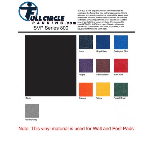 SVP Series 800 Vinyl Color Chart | Full Circle Padding